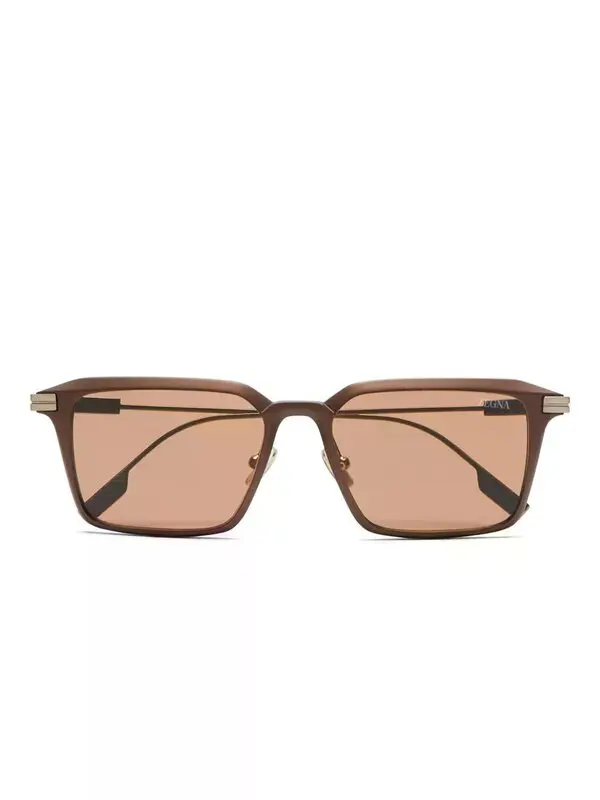 Zegna Square-frame Sunglasses - Brown