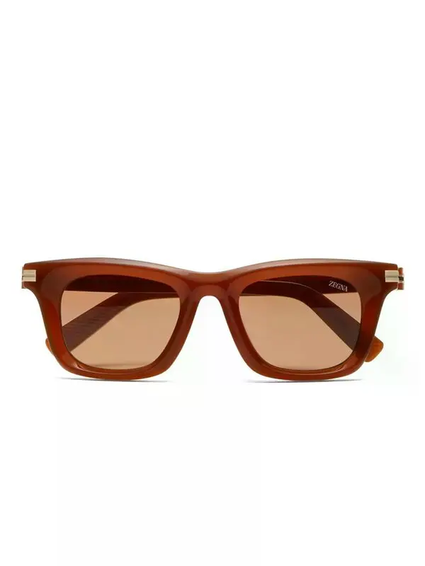 Zegna Rectangular-frame Sunglasses - Brown