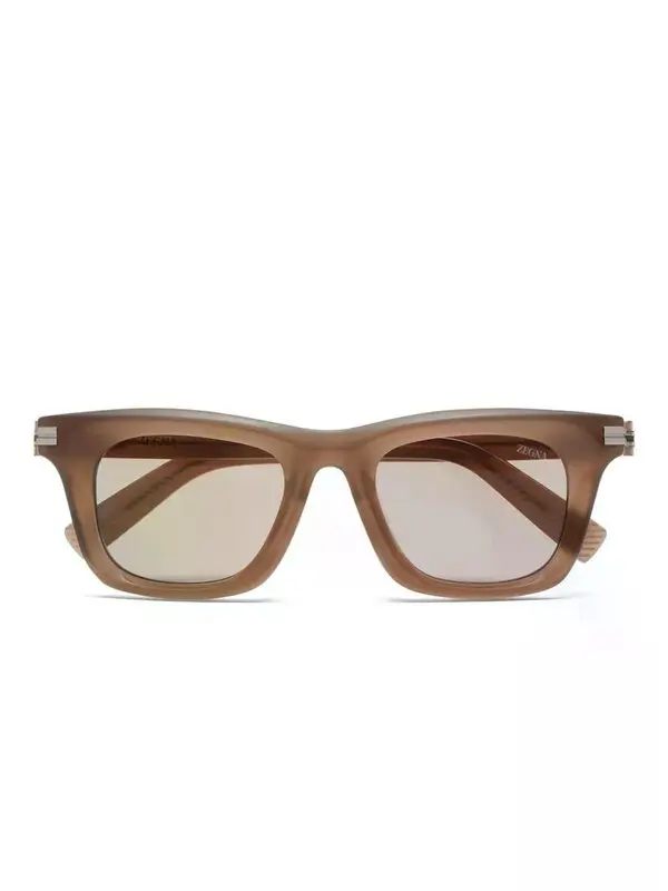 Zegna Square-frame Sunglasses - Brown