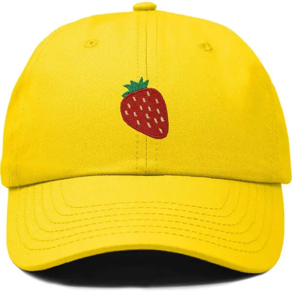 DALIX Embroidered Strawberry Baseball Cap - Gold