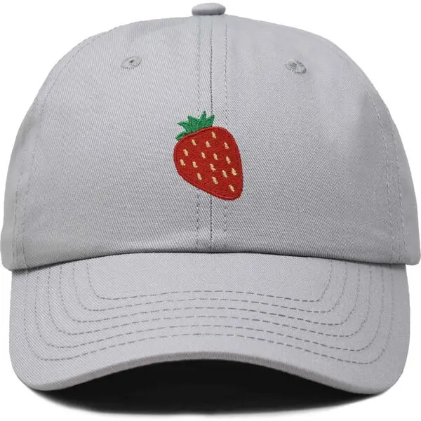 DALIX Embroidered Strawberry Baseball Cap - Gray
