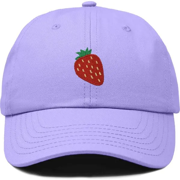 DALIX Embroidered Strawberry Baseball Cap - Lavender