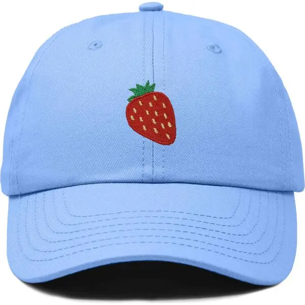DALIX Embroidered Strawberry Baseball Cap - Light Blue