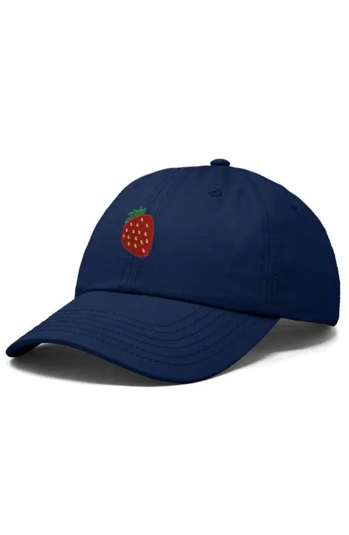 DALIX Embroidered Strawberry Baseball Cap - Navy Blue
