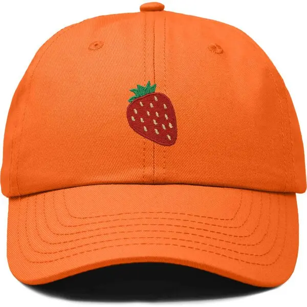 DALIX Embroidered Strawberry Baseball Cap - Orange