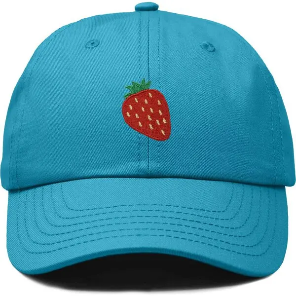 DALIX Embroidered Strawberry Baseball Cap - Teal