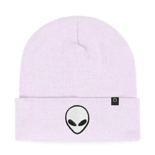 DALIX Alien Embroidered Beanie Hat - Lavender