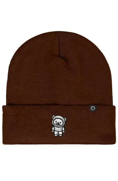 DALIX Ice Bear Embroidered 12-inch Knit Beanie - Brown