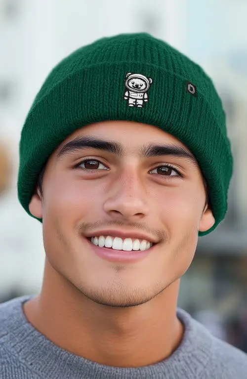 DALIX Ice Bear Embroidered 12-inch Knit Beanie - Green