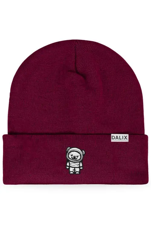 DALIX Ice Bear Embroidered 12-inch Knit Beanie - Maroon