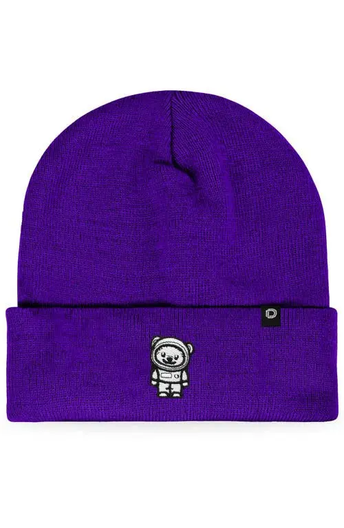 DALIX Ice Bear Embroidered 12-inch Knit Beanie - Purple
