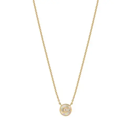 KARMA AND LUCK Gold Evil Eye Diamond Necklace - Gold/white