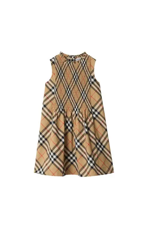 Burberry Check Cotton Poplin Dress - Sand