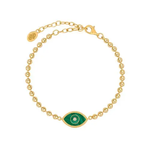 KARMA AND LUCK Bright Soul Evil Eye Malachite Bracelet - Gold/green