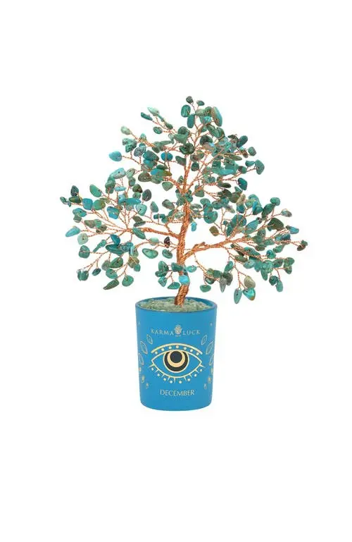 KARMA AND LUCK Feng Shui Crystal Tree Of Life December Birthstone Soulful Existence - Turquoise