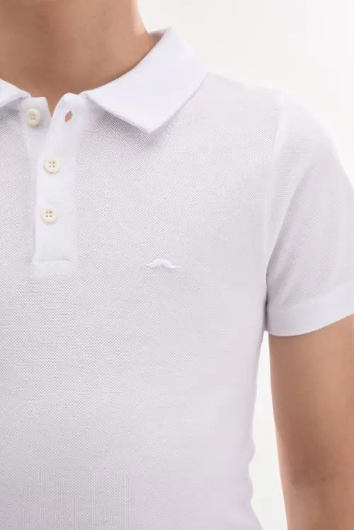 MOUSTACHE Solid Polo Shirt - White