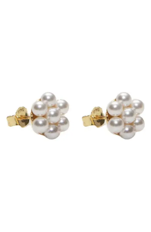 Argento Vivo Faux Pearl Flower Stud Earrings - Gold