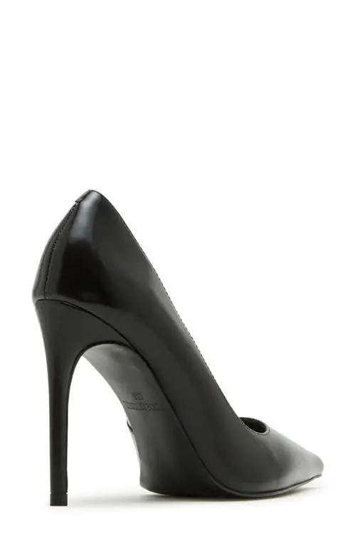 Steve Madden Leather Pointed Toe Pumps - Black Leather