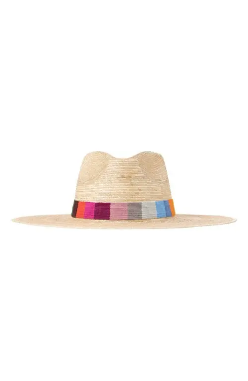 SUNSHINE TIENDA Rosita Palm Straw Wide Brim Hat - Beige Multi