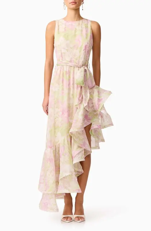 ELLIATT Lacinda Ruffle Tie Waist Asymmetric Gown