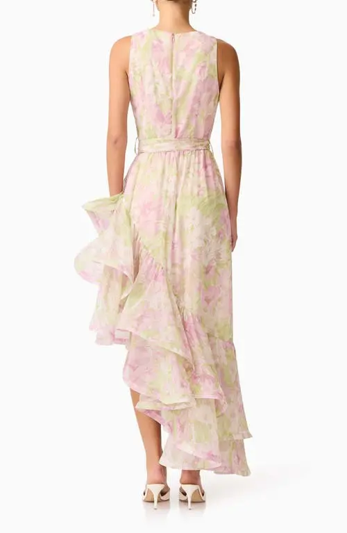 ELLIATT Lacinda Ruffle Tie Waist Asymmetric Gown