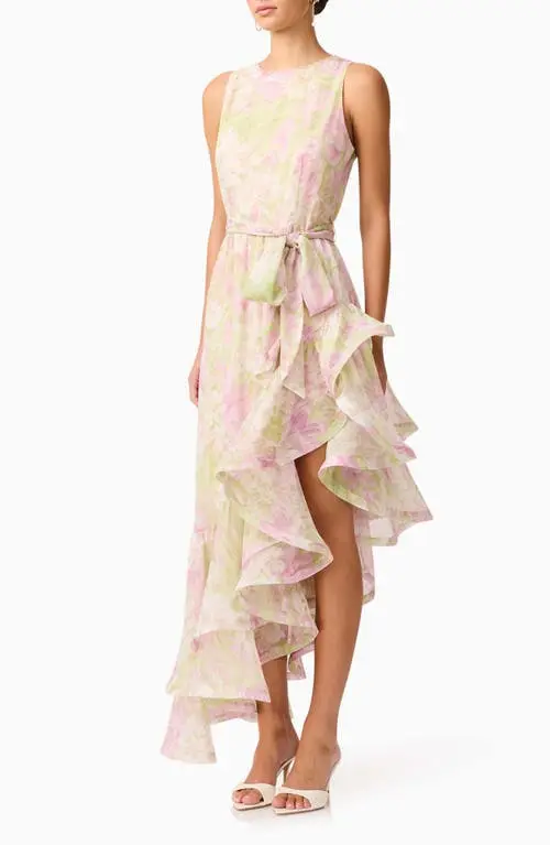 ELLIATT Lacinda Ruffle Tie Waist Asymmetric Gown