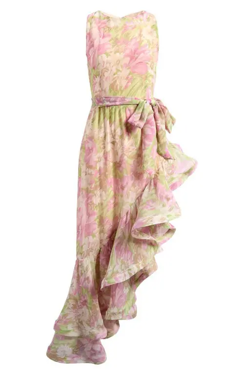 ELLIATT Lacinda Ruffle Tie Waist Asymmetric Gown