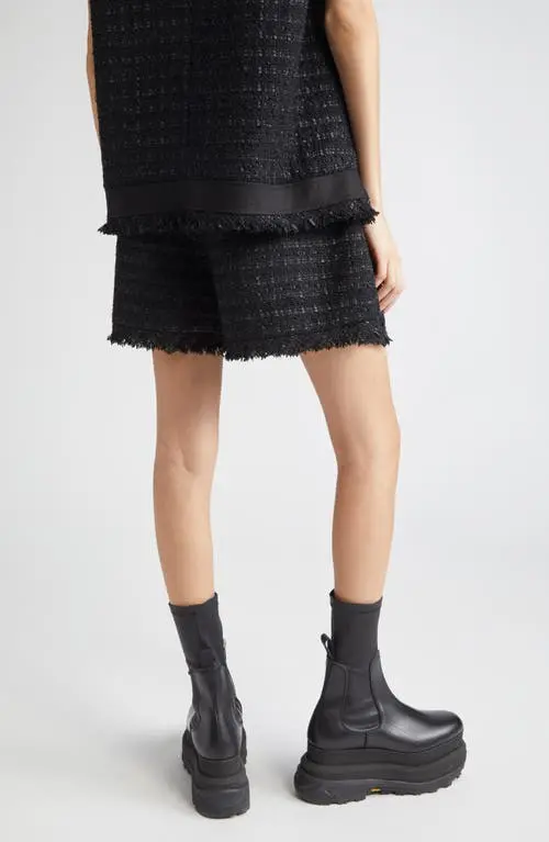 Sacai Mixed Media Denim & Tweed Shorts