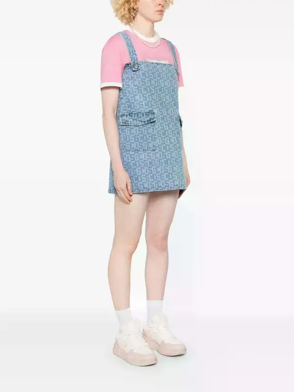 Gcds Monogram Denim Mini Dress