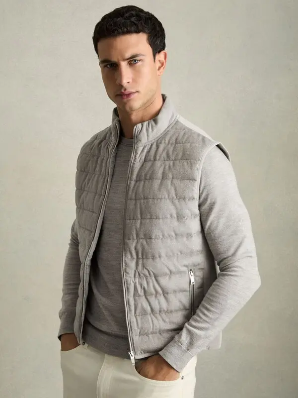 REISS Field Brushed Jersey Quilted Gilet