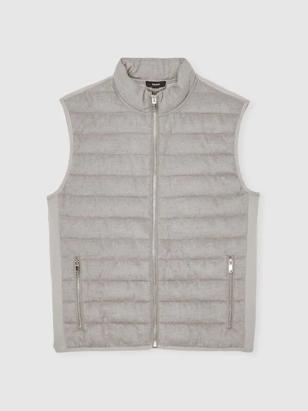 REISS Field Brushed Jersey Quilted Gilet