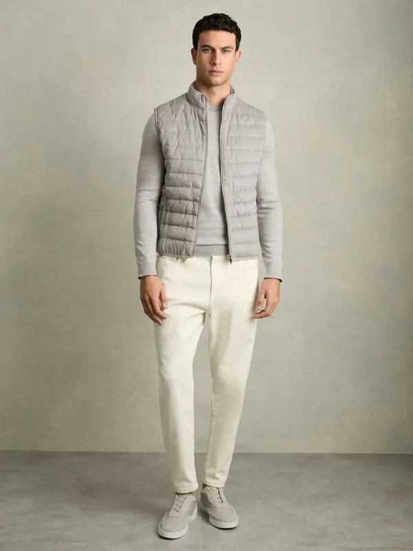 REISS Field Brushed Jersey Quilted Gilet