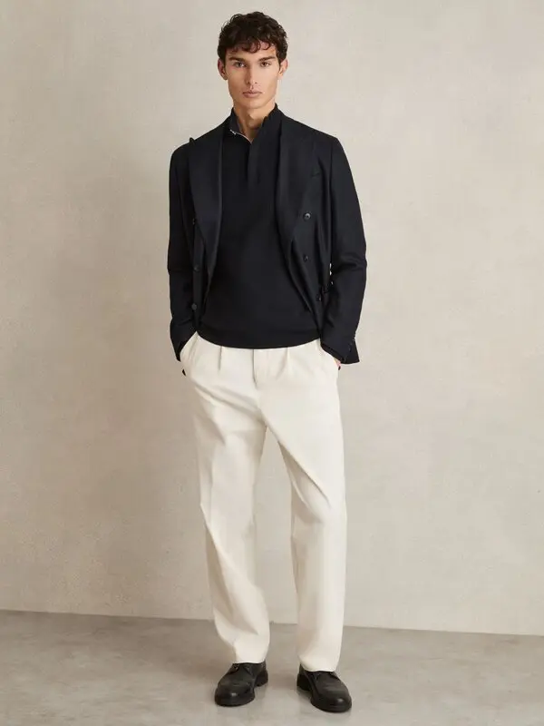 REISS Edison Merino Wool Half-zip Jumper