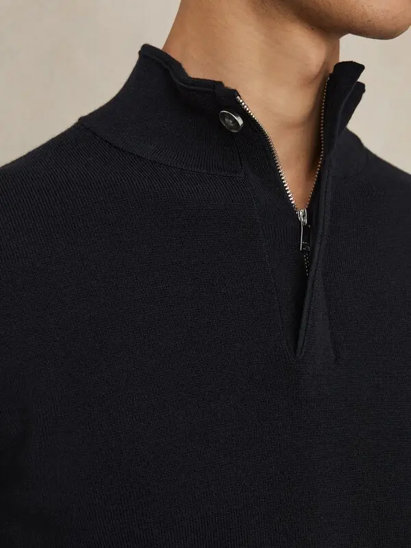 REISS Edison Merino Wool Half-zip Jumper
