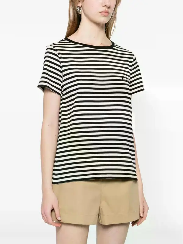 Moncler Striped Cotton T-shirt - Black
