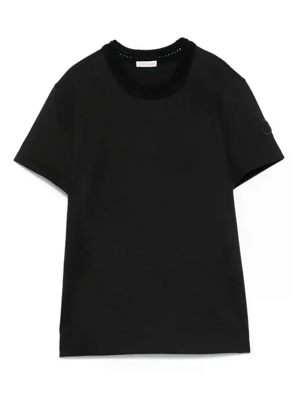 Moncler Crochet-accent Cotton T-shirt - Black
