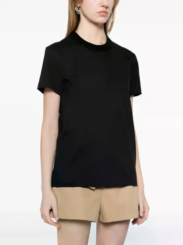 Moncler Crochet-accent Cotton T-shirt - Black