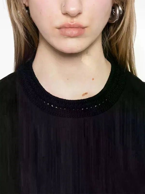 Moncler Crochet-accent Cotton T-shirt - Black