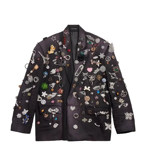Balenciaga Wool Tailored Brooches Jacket