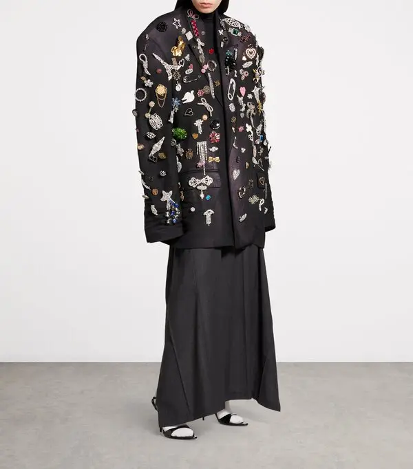 Balenciaga Wool Tailored Brooches Jacket