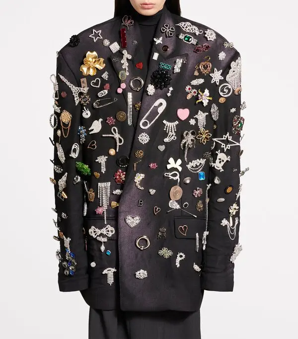 Balenciaga Wool Tailored Brooches Jacket