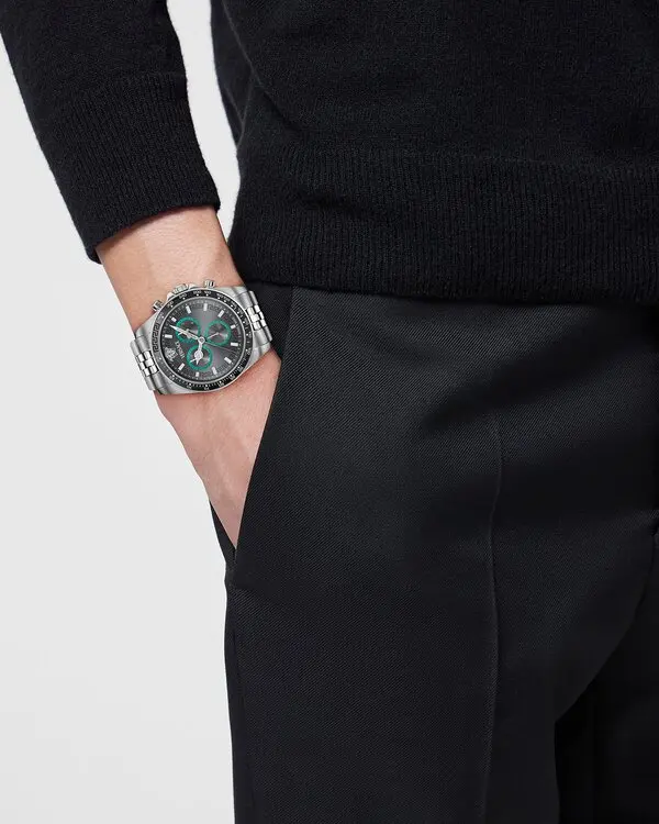 Versace Greca Chrono Wave Chronograph Watch - Gray/silver