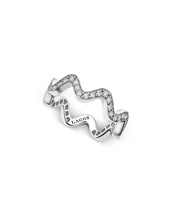 Lagos Sterling Caviar Spark Diamond Wavy Eternity Band - Silver