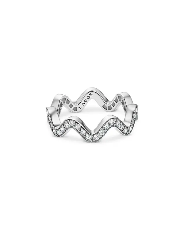 Lagos Sterling Caviar Spark Diamond Wavy Eternity Band