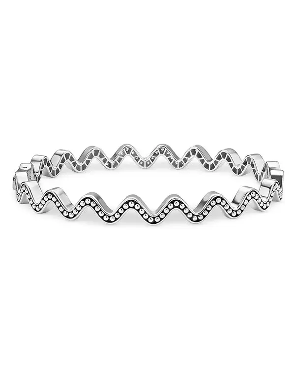 Lagos Sterling Caviar Spark Diamond Wavy Bangle Bracelet