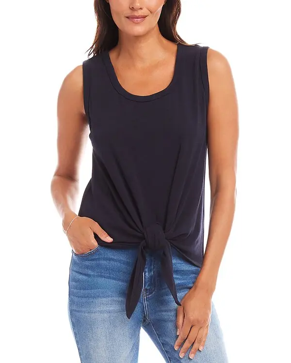 Karen Kane Tie Front Tank Top - Navy
