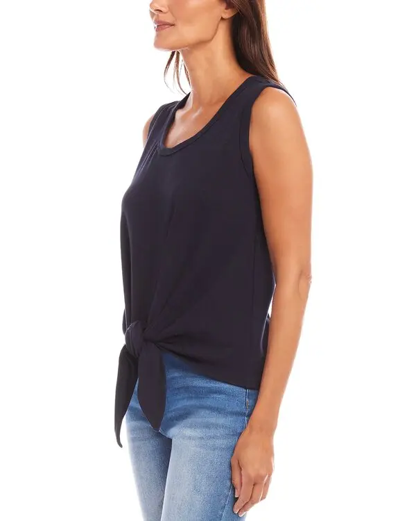 Karen Kane Tie Front Tank Top - Navy
