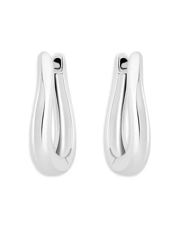 Aqua Curvy Huggie Hoop Earrings - Silver