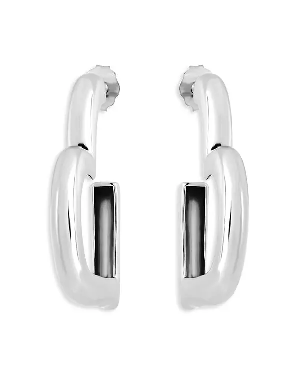 Aqua Open Heart Half Hoop Earrings - Silver