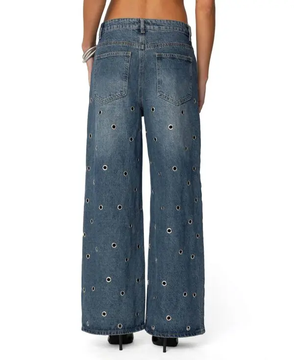 EDIKTED Jainie Grommet Low Rise Jeans